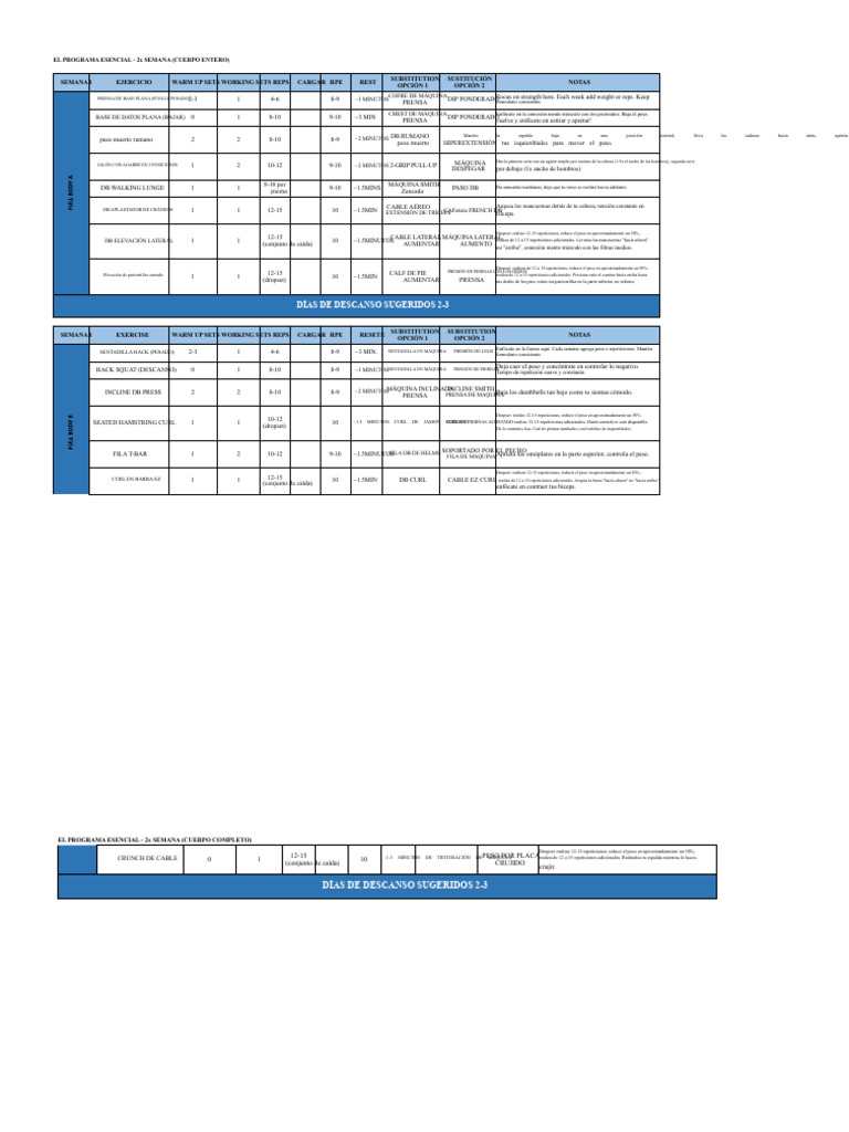 El Programa Esenciales de JP.XLXX | PDF | Entrenamiento con pesas ...