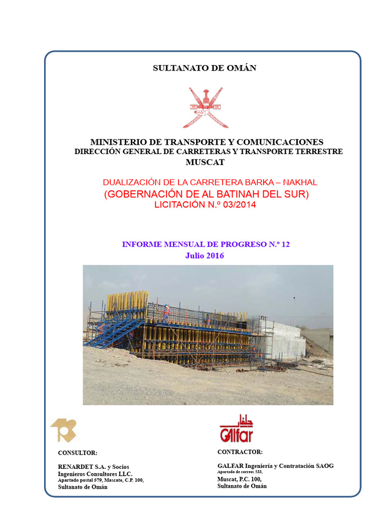 Informe Progreso Carretera Barka-Nakhal | PDF | La carretera | Omán