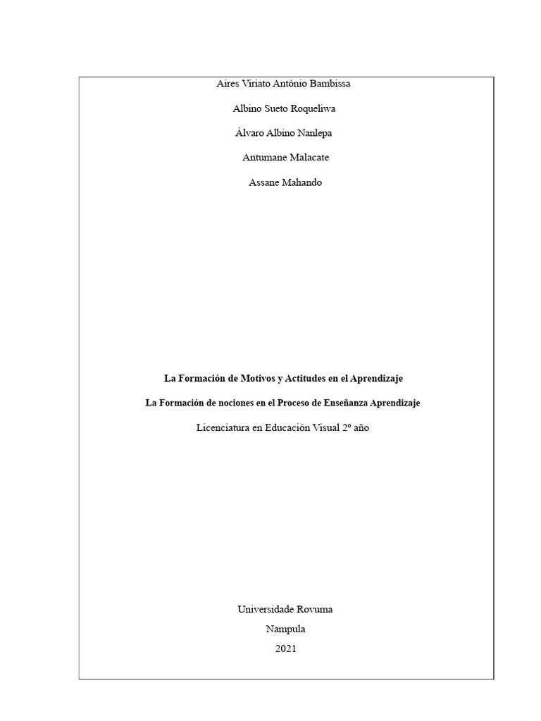 1º Grupo PA - Unirovuma 2021 - Educación Visual | PDF | Motivacional ...