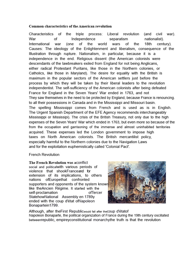 Common Characteristics of The American Revolution | PDF | Constitution ...