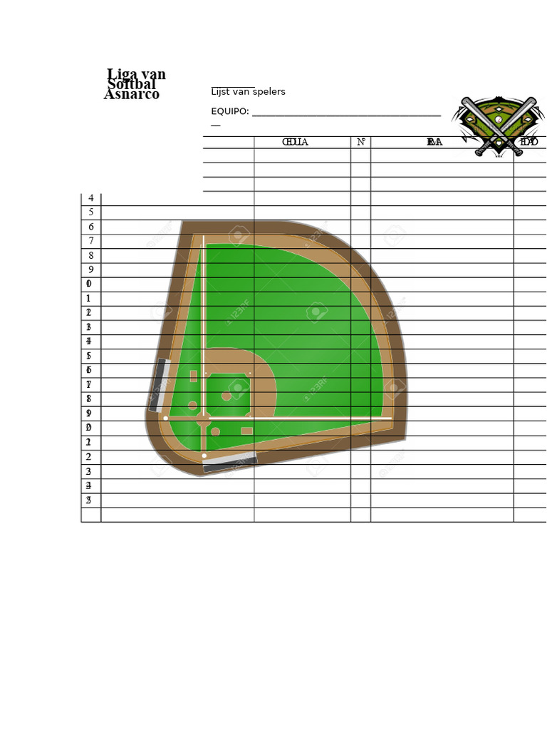 Softball Roster Formaat | PDF
