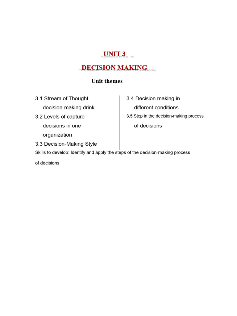NOTES U3 DECISION MAKING | PDF | Decision Making | Swot Analysis