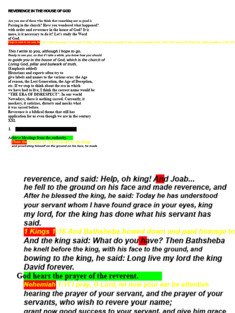 Reverence in The House of God | PDF | God | David