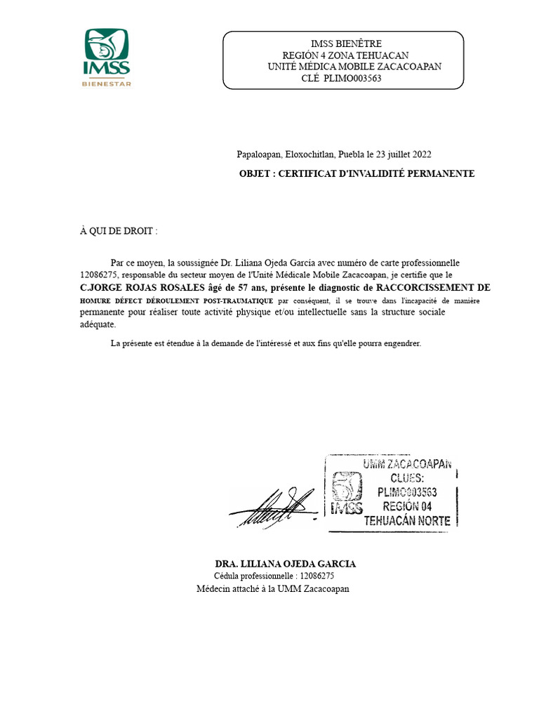 CERTIFICAT DE HANDICAP | PDF | Invalidité | Maladies et troubles