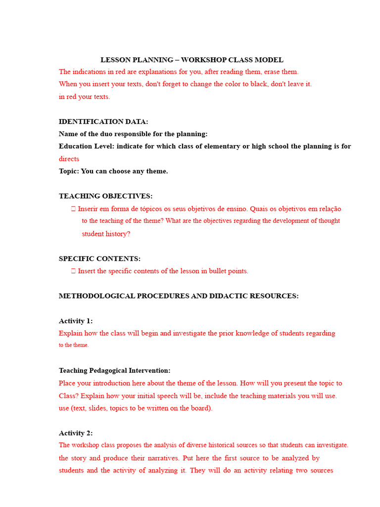 Lesson Planning Workshop | PDF | Pedagogy | Narrative