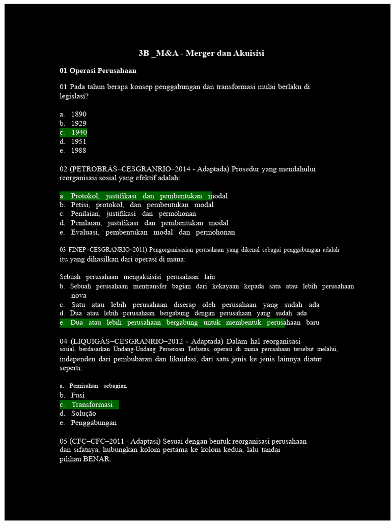 Panduan Merger dan Akuisisi Perusahaan | PDF