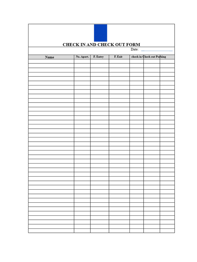 Check in and Check Out Form | PDF