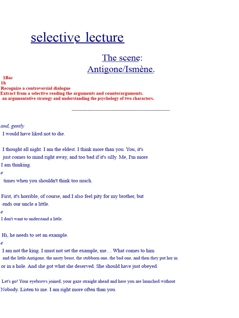 Antigone Ismene lecture | PDF