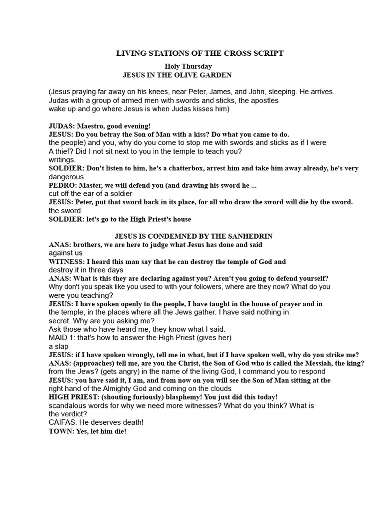 Script of the Stations of the Cross | PDF | Jesus | Pontius Pilate