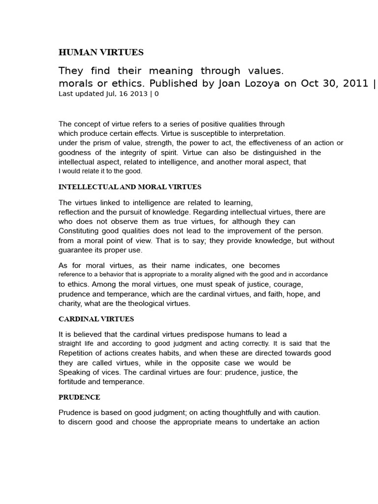 The Human Virtues | PDF | Virtue | Courage