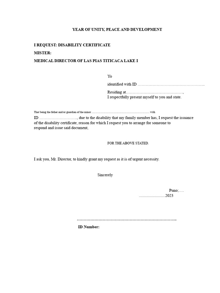 Request for Disability Certificate | PDF