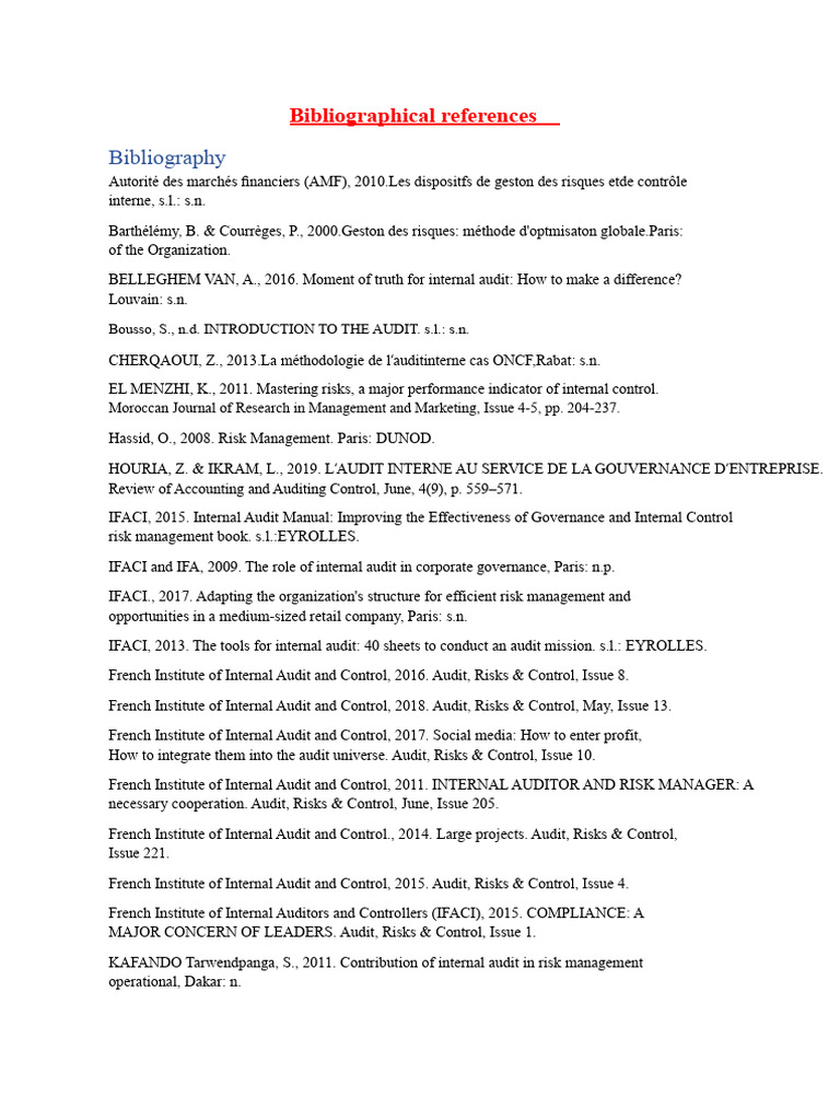 Bibliographic References | PDF | Internal Audit | Audit