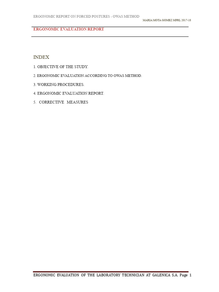 Ergonomic Evaluation Report. | PDF