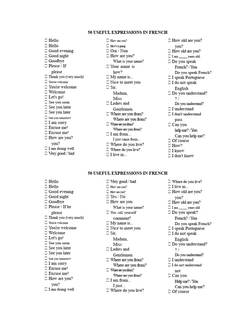50 Essential French Expressions | PDF