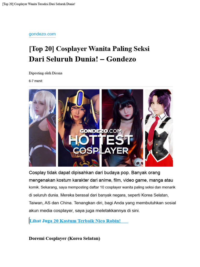 20 Cosplayer Wanita Terseksi Dunia | PDF