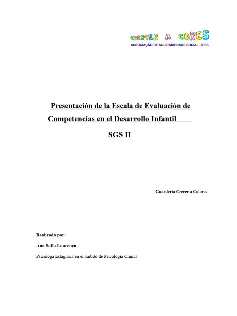 Evaluación de Competencias Infantiles SGS II | PDF