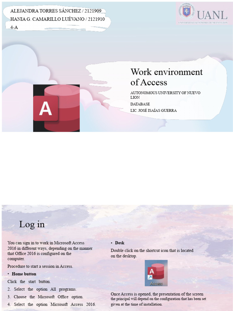 Access 2016 Work Environment Guide | PDF | Databases | Microsoft Access