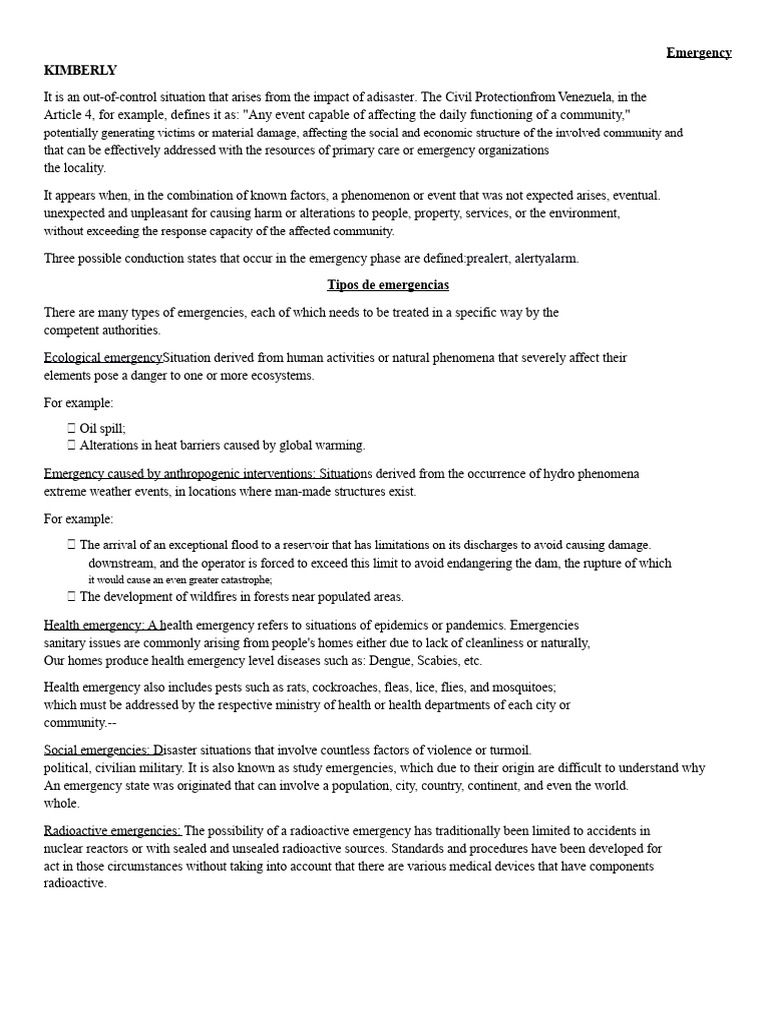 Types and Management of Emergencies | PDF | Emergency | Human Impact On ...