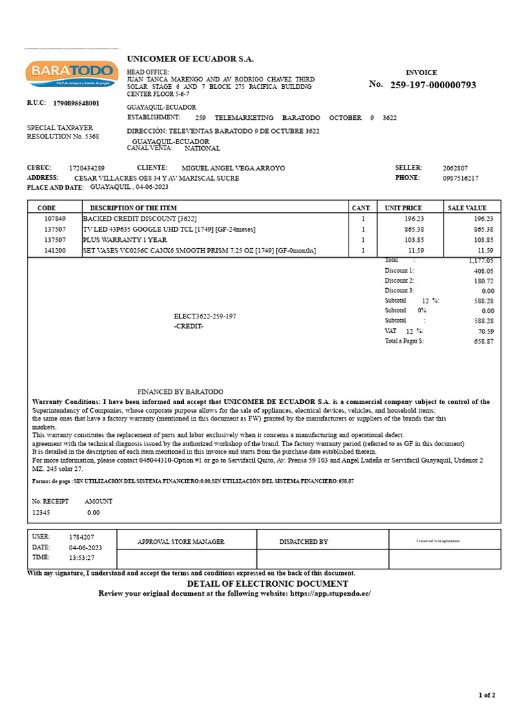 Fact Ura 793 | PDF | Invoice | Receipt
