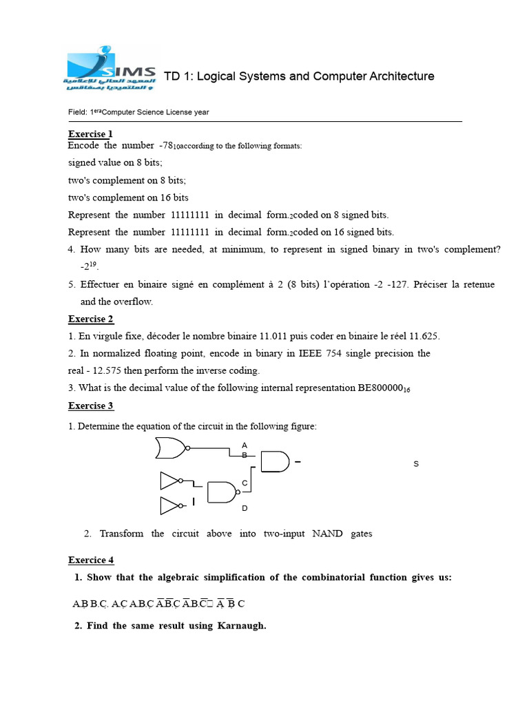 TD1 | PDF | Bit | Logic Gate
