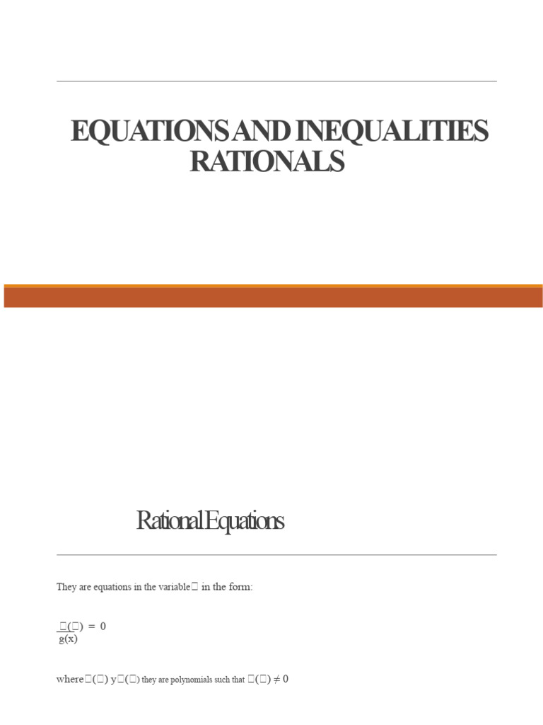 Rational Equations and Inequalities | PDF | Equations | Polynomial