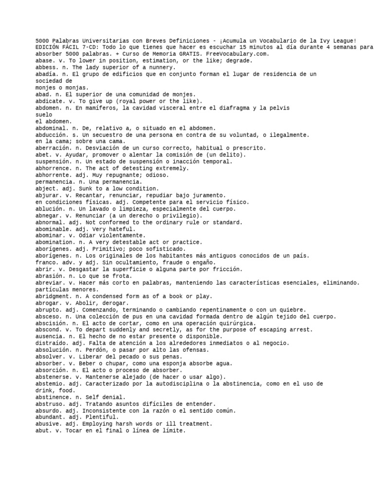 Palabras Colegiales GRE 5000 01 | PDF