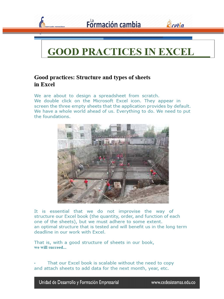 Good Practices of Excel | PDF | Microsoft Excel | Spreadsheet