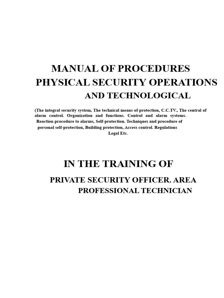 1.-PHYSICAL SECURITY PROCEDURES MANUAL.docx | PDF | Risk | Securities