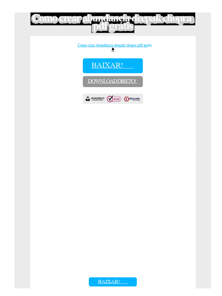 Como Criar Abundância Deepak Chopra PDF Grátis | PDF