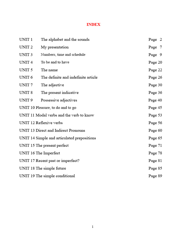 Italian Language Basics: Units 1-19 Guide | PDF | Grammatical Gender ...