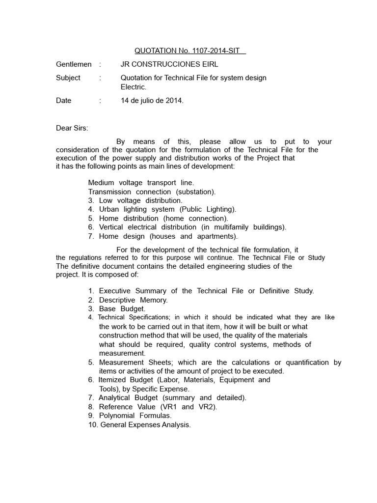 project services quotation model | PDF | Electric Power Distribution ...
