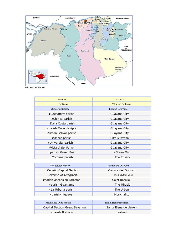 Bolívar State Municipalities | PDF | Venezuela