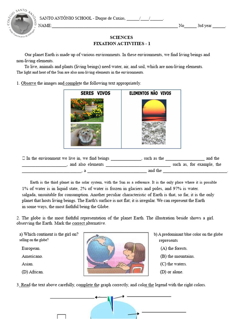 Earth Science Activities for 3rd Year | PDF | Earth | Water