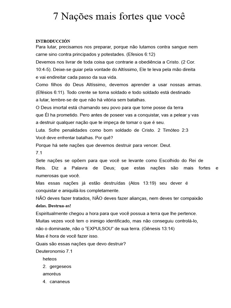 7 nações mais fortes que você | PDF | Deus | Conhecimento