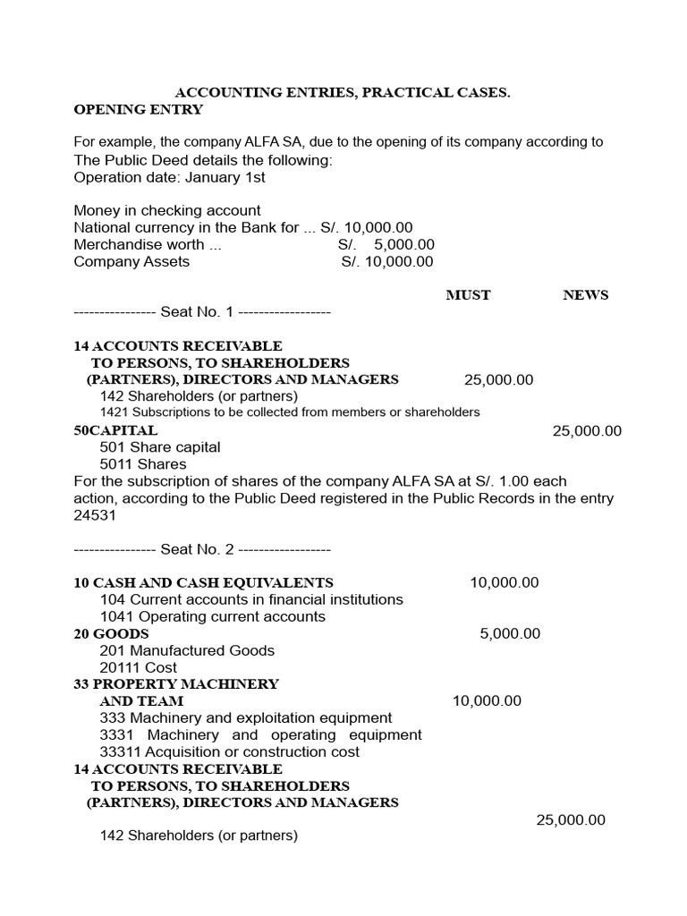 ACCOUNTING ENTRIES - PRACTICAL CASES | PDF | Depreciation | Receipt