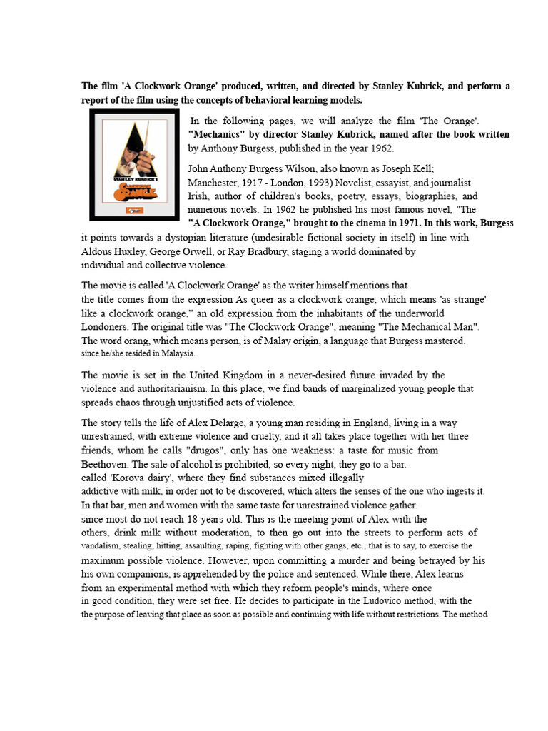 Analysis of the Movie A Clockwork Orange | PDF