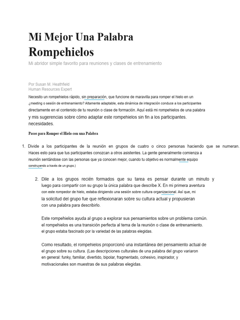 Mi Mejor Rompehielos de Una Palabra | PDF