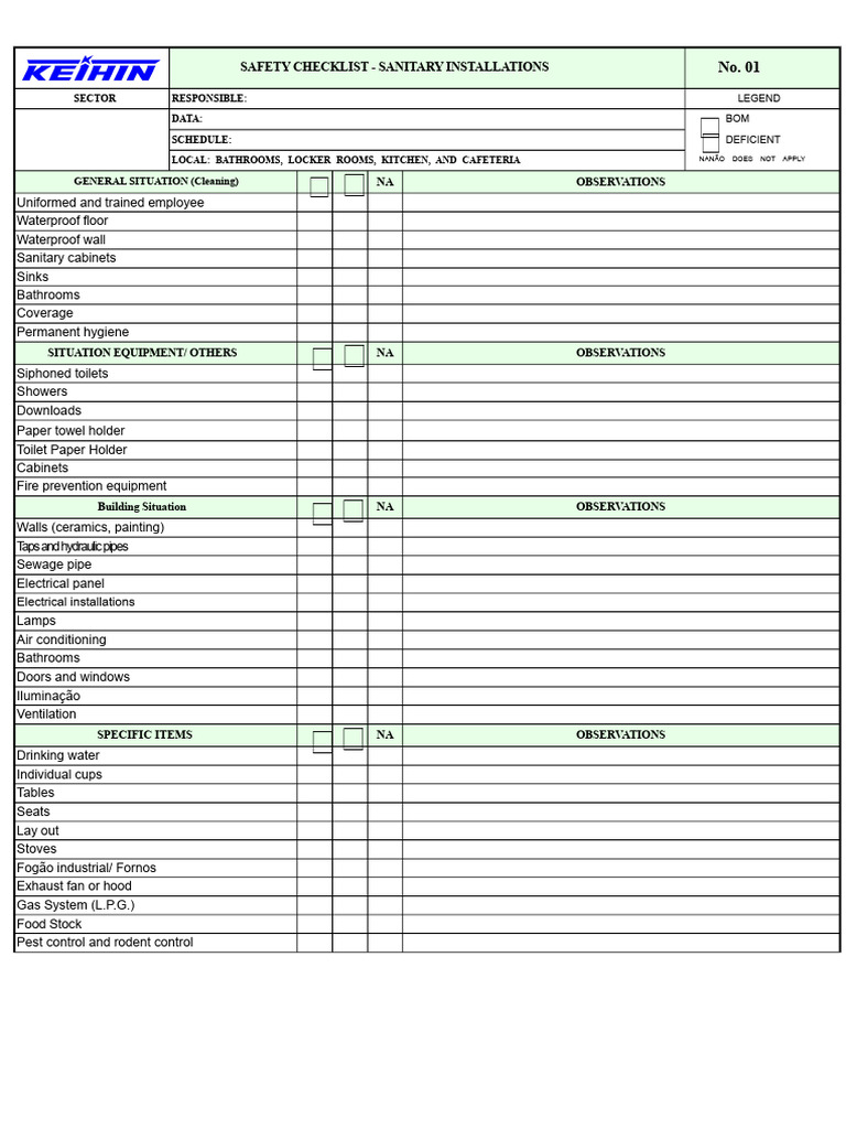 Sanitary Installations Safety Checklist | PDF | Bathroom | Shower