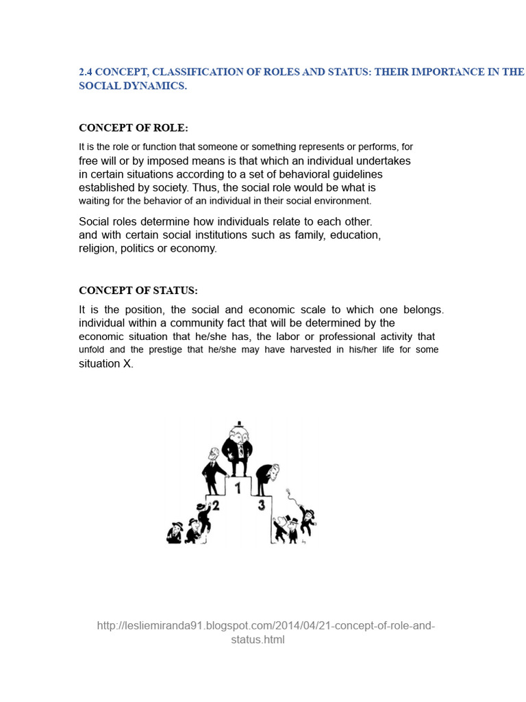 Roles and Status in Social Dynamics | PDF | Society | Psychological ...