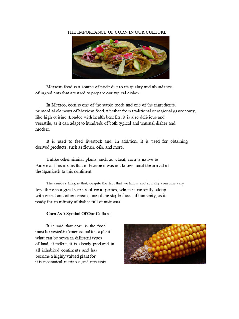UNIT 1 - The Importance of Corn | PDF | Maize | Mexican Cuisine