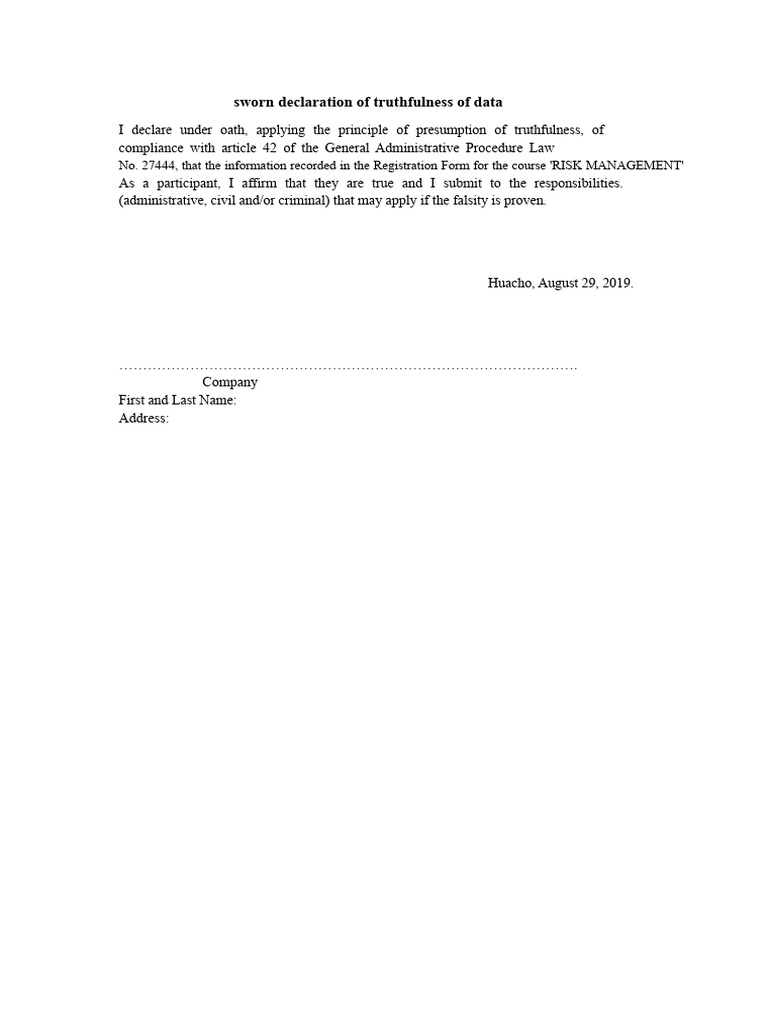 SWORN STATEMENT OF DATA ACCURACY.docx | PDF