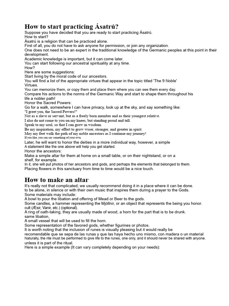How to start practicing Ásatrú | PDF | Heathenry (New Religious ...