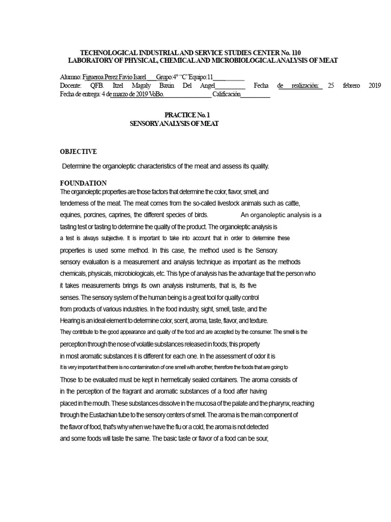 Sensory Analysis of Meat Quality | PDF | Odor | Taste