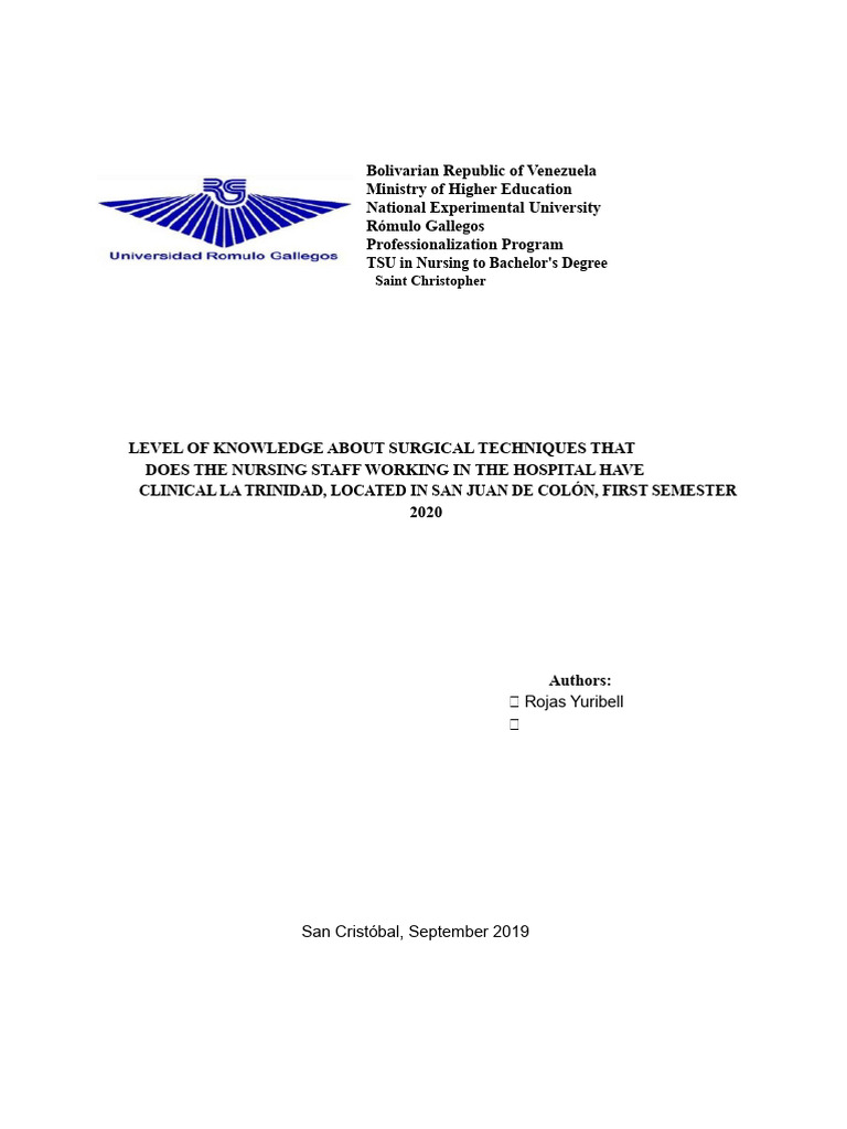 Thesis On Surgical Techniques | PDF | Surgery | Nursing