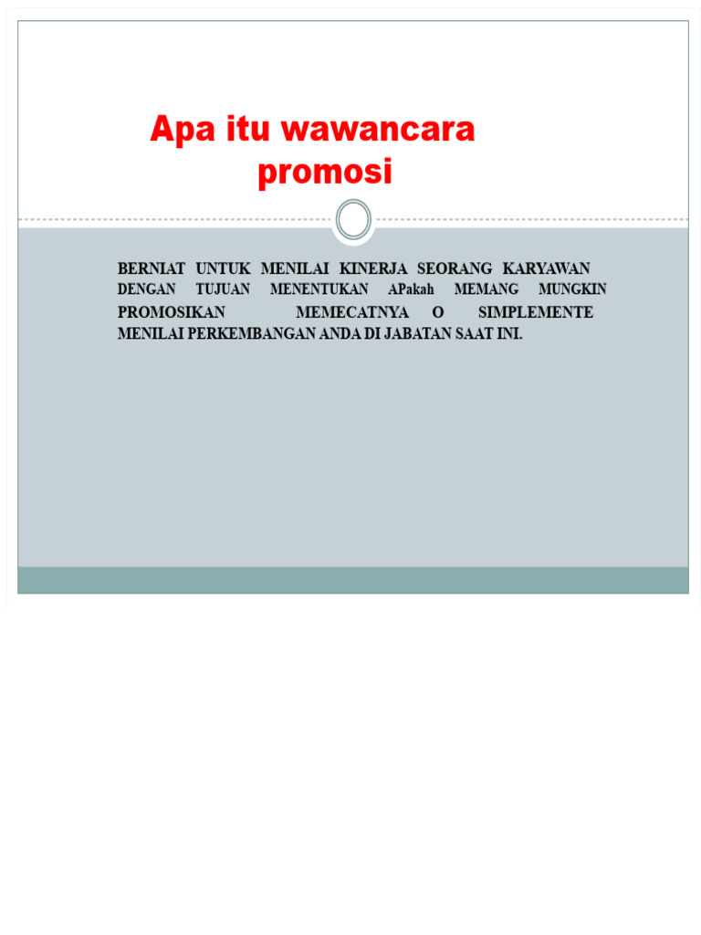 Apa Itu Wawancara Promosi | PDF