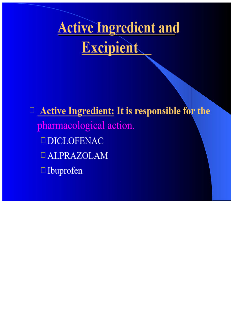 active ingredient | PDF | Tablet (Pharmacy) | Pharmaceutical Sciences