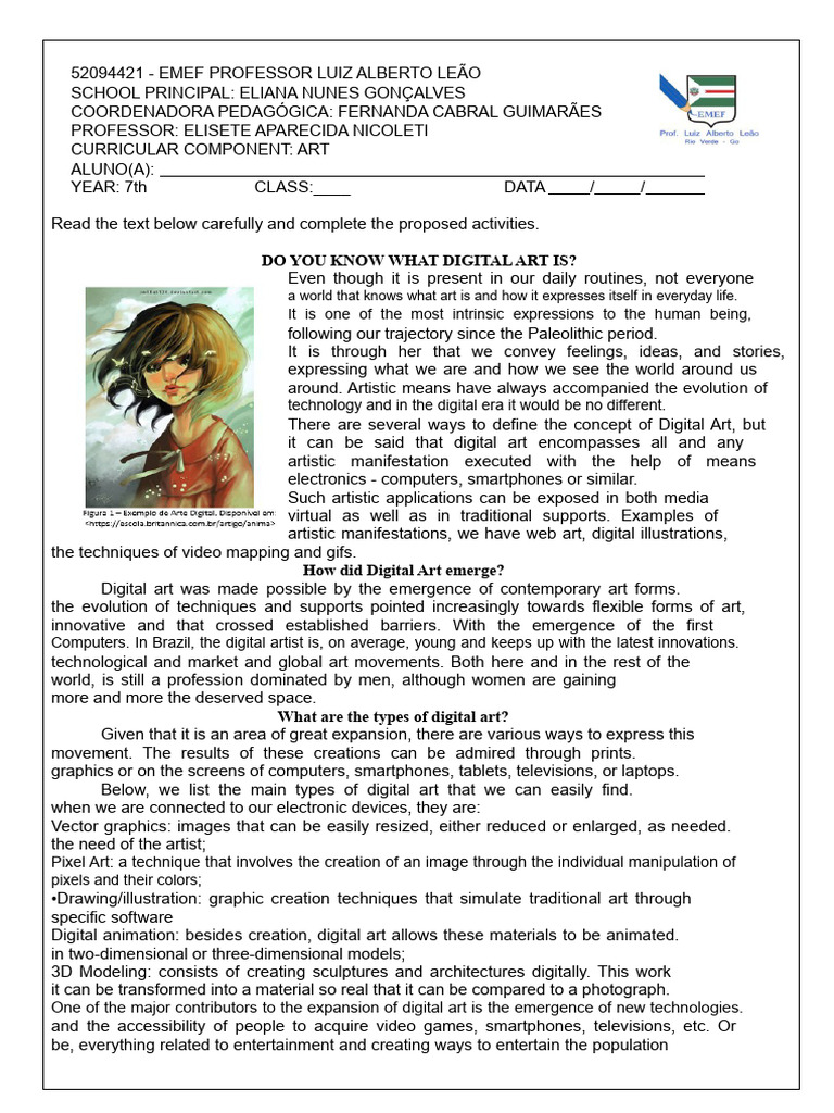 7th of August - Art and Digital Technology - 2021 | PDF | Animation | 3 ...