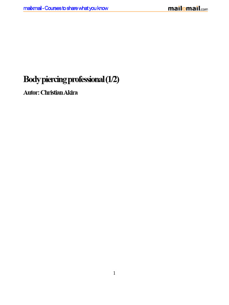 Body Piercing Professional Course Guide | PDF | Human Nose | Screw