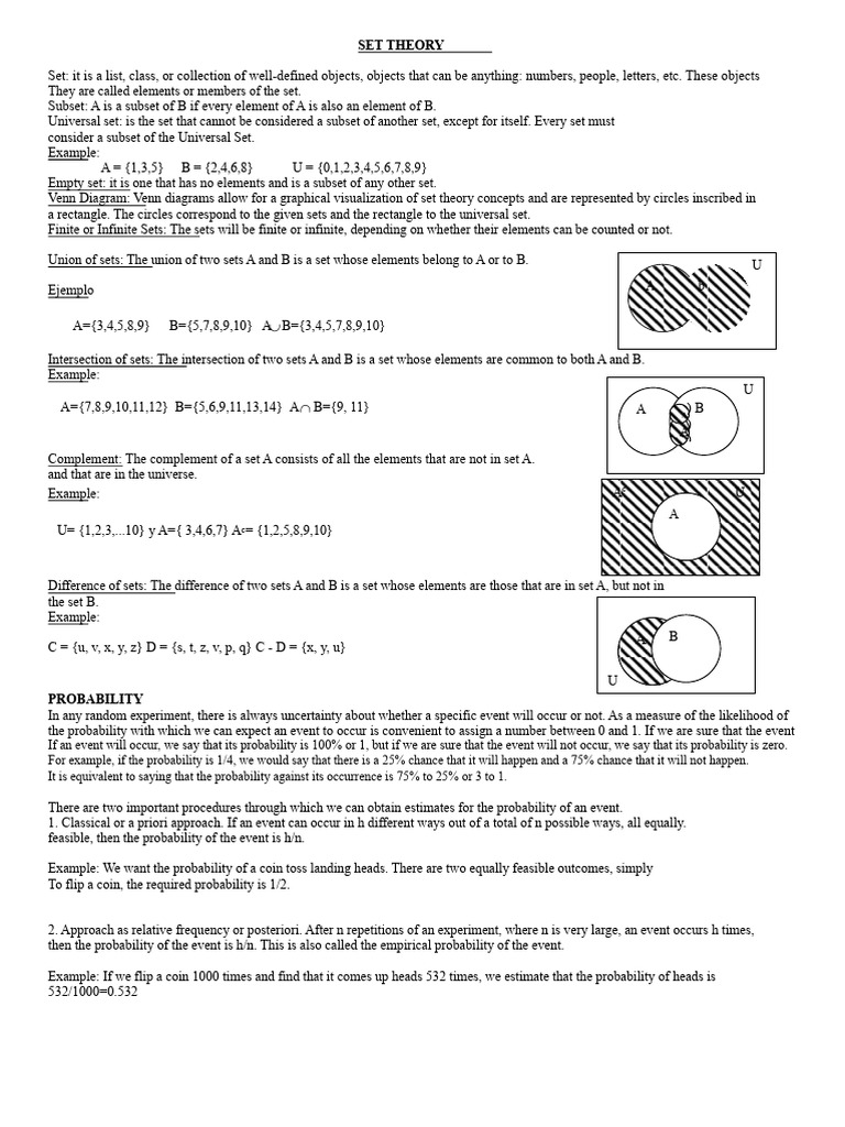 Set Theory and Probability | PDF | Set (Mathematics) | Probability