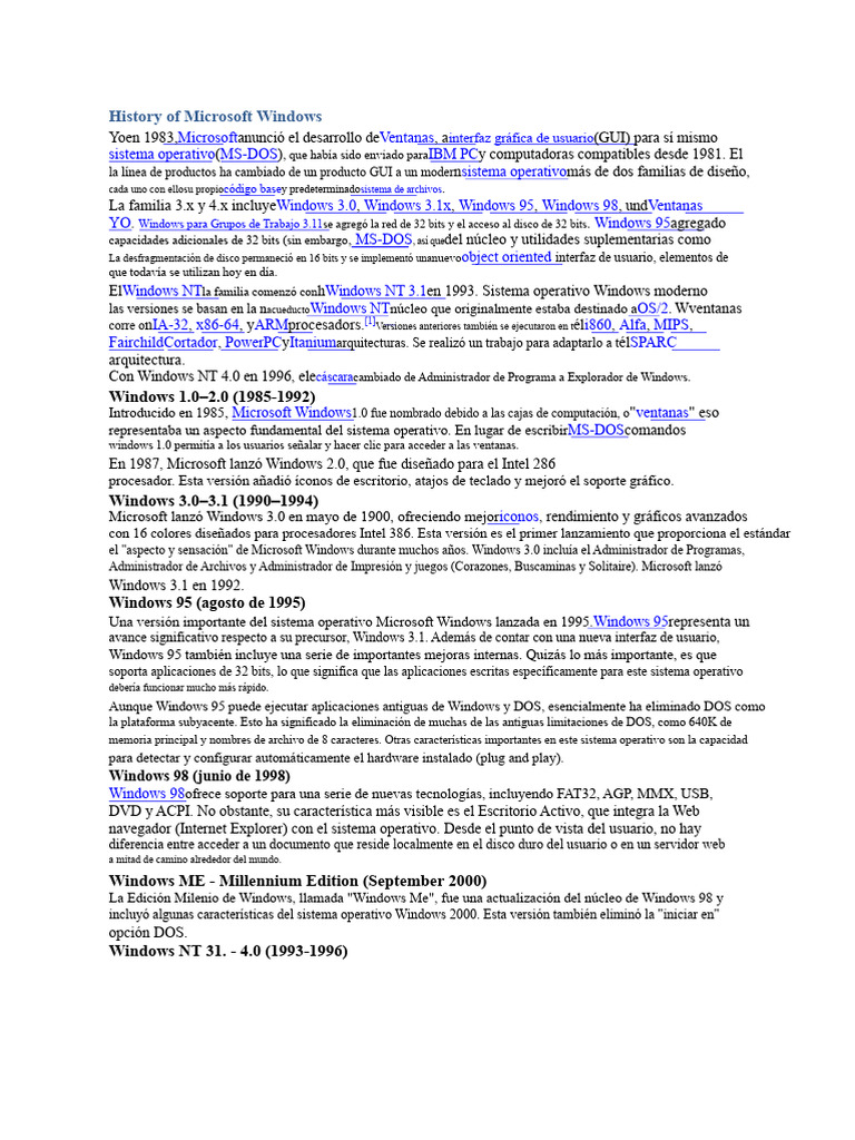 Evolución de Microsoft Windows: 1983-2012 | PDF | Microsoft Windows ...